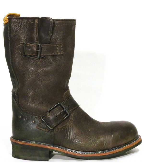 No.0002 INTERSECTION steel toe biker boot Brown - pskaufmanfootwear